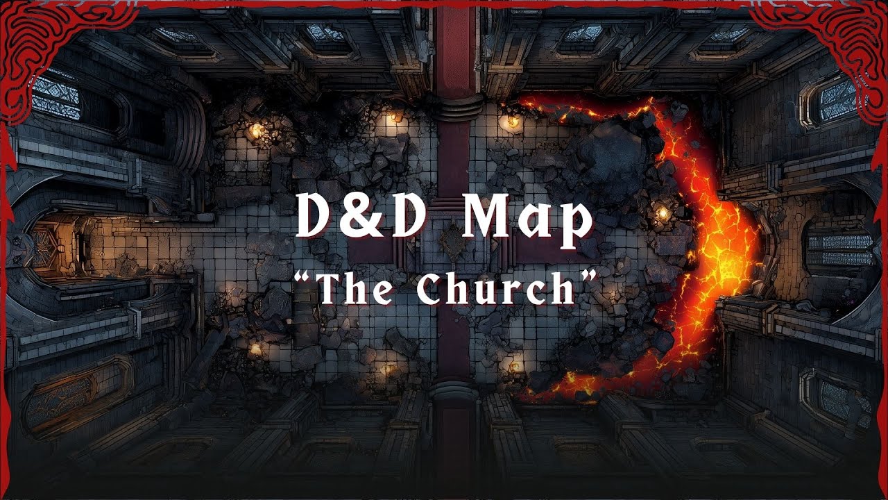 D&D Animated Battle Map: The Church | Dynamic Dungeons Map Ambience