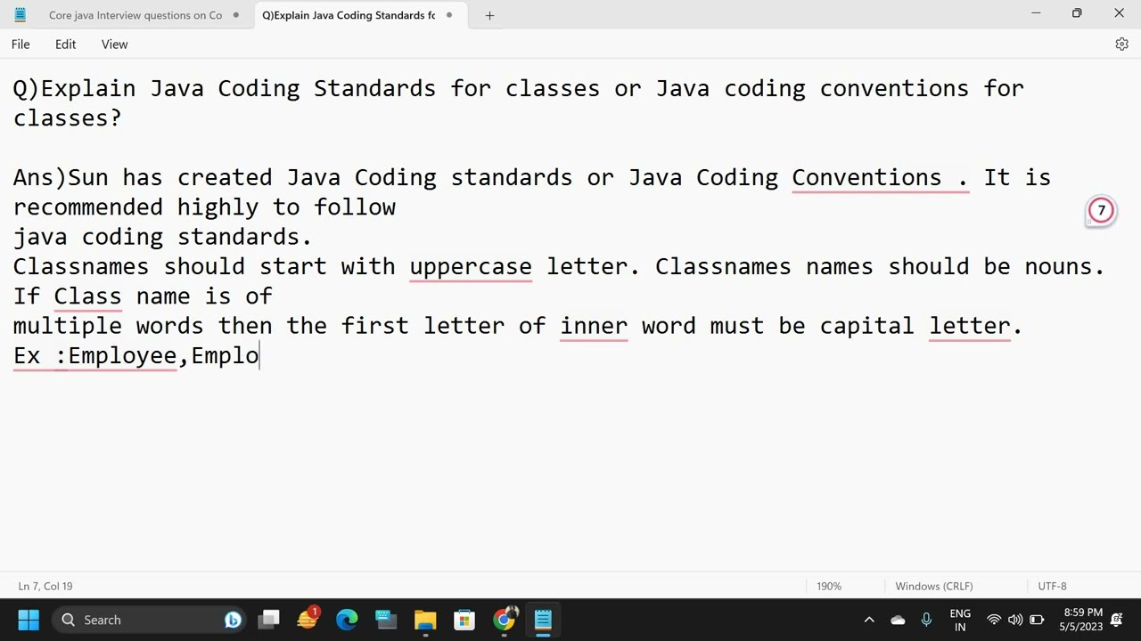 What Is Java Coding Standards for classes or Java coding conventions for classes?