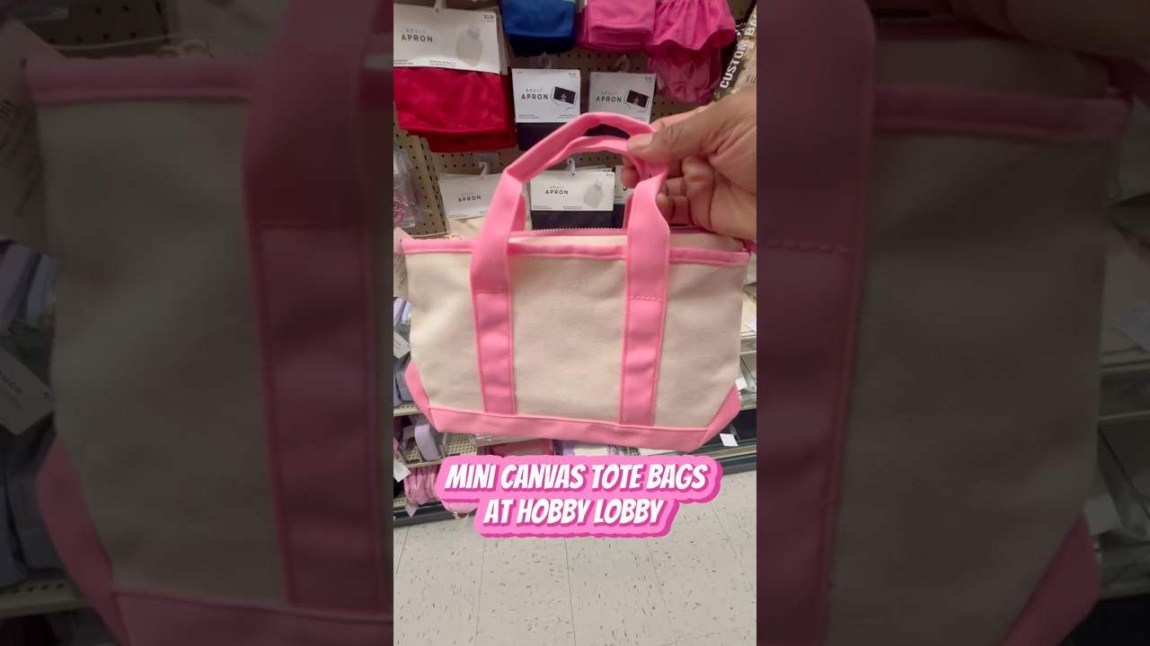 Mini Canvas Tote Bags 💗#mini #canvas #canvasbag #totebag #tote #hobbylobby
