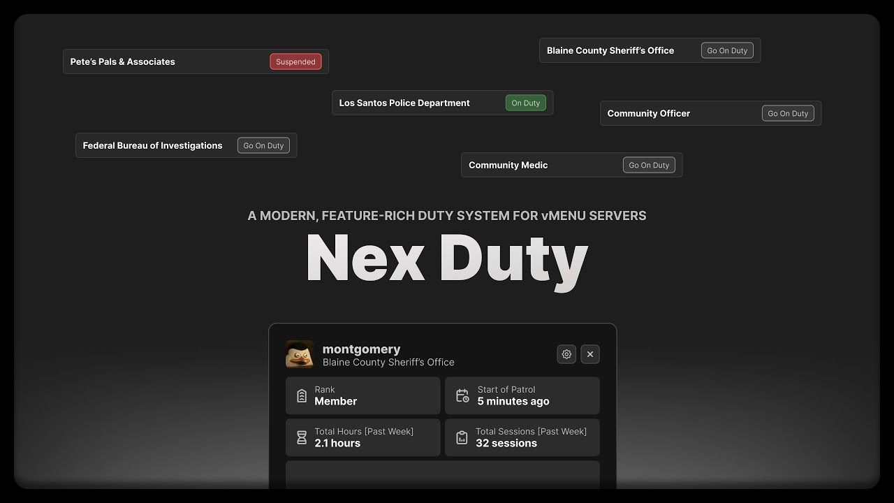 Advanced Duty System for vMenu Servers - FiveM Releases - Cfx.re Community