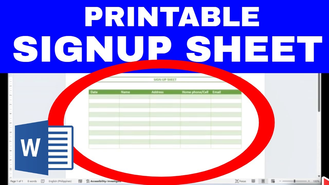 How to Make a Printable SIGNUP SHEET in Word (Easy!)