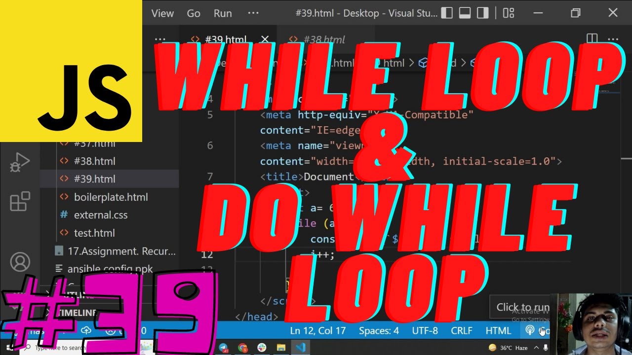 JAVASCRIPT +  CSS + HTML #39 | While Loop JAVASCRIPT |How to Make Do While Loop JS | Web Development