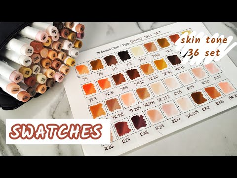 Ohuhu Markers Skin Tone 36 set SWATCHES | ASMR, relax video
