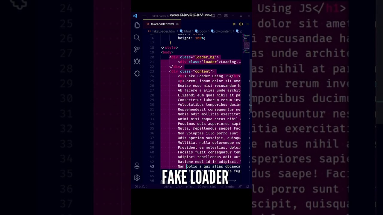 😋😋 Create Fake Website Loader using HTML CSS & JavaScript #shorts #javascript #html #css #coding