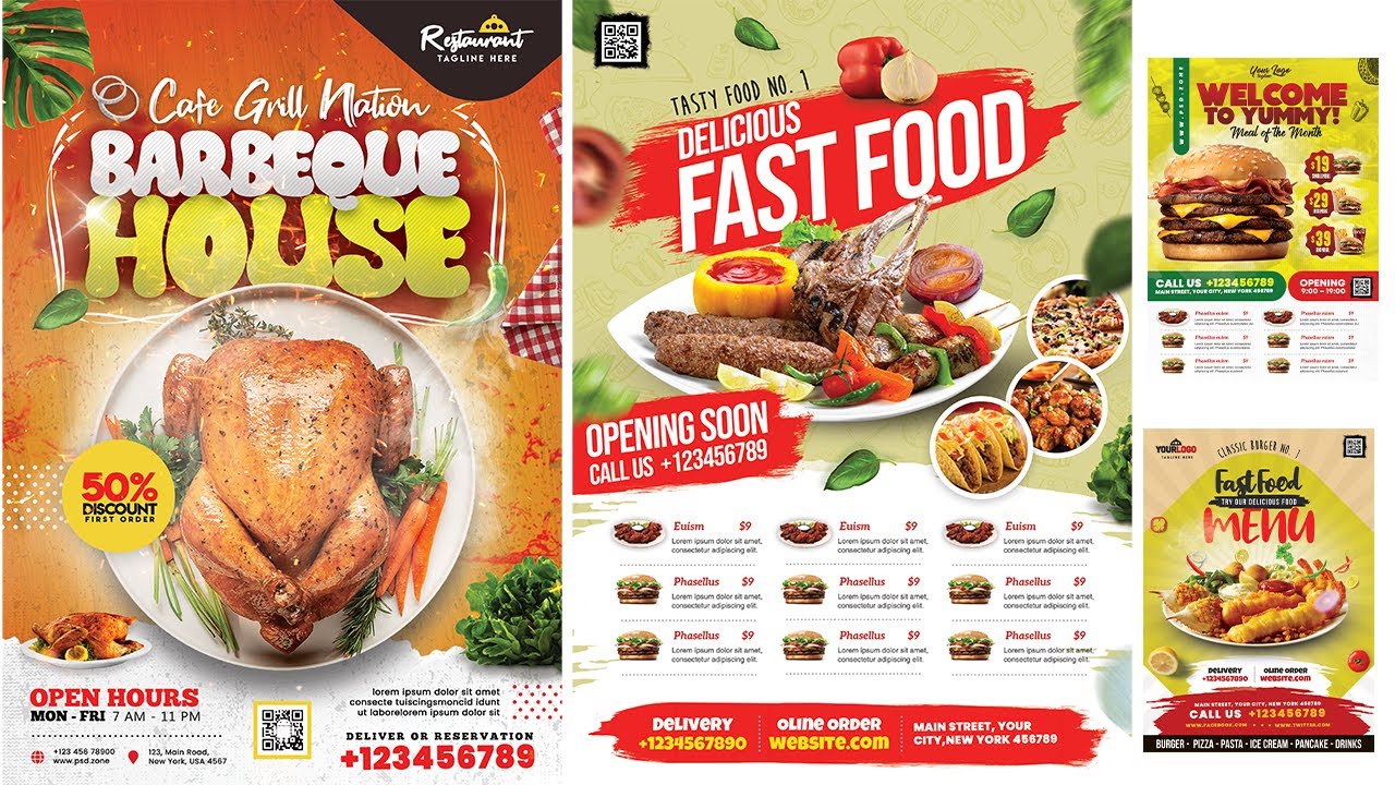 8+ Food Restaurant Promotional Flyer Photoshop Tutorial Part 1