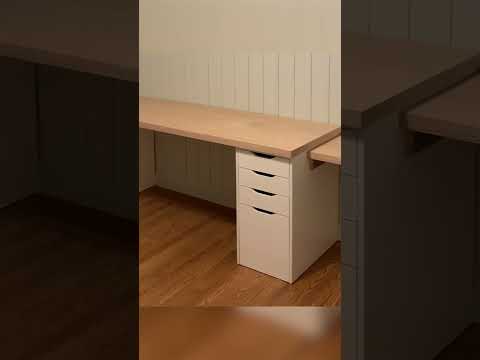 Built-in desk with IKEA ALEX drawers! 🛠️ Easy DIY home office makeover. #diydesk #homeoffice