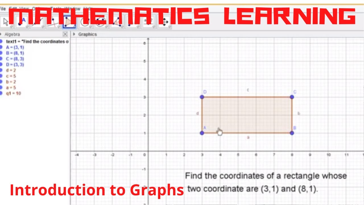 GeoGebra Demonstration| Find coordinates of a rectangle when two coordinates are given.