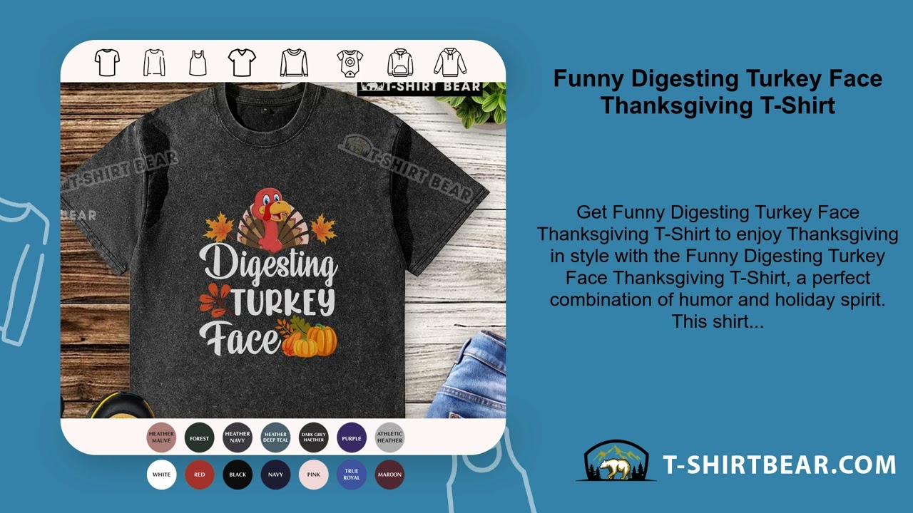 Funny Digesting Turkey Face Thanksgiving T-Shirt