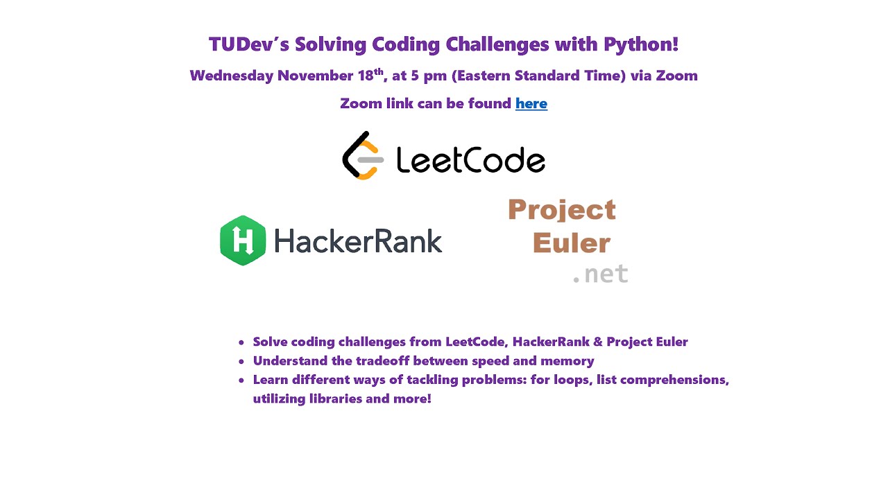 TUDev Solving Coding Challenges with Python!
