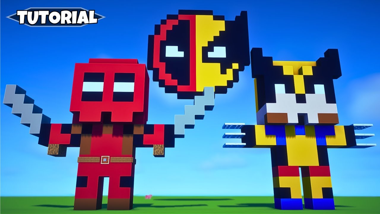 Minecraft: Deadpool & Wolverine Plushies ⚔ Statue House (Tutorial)