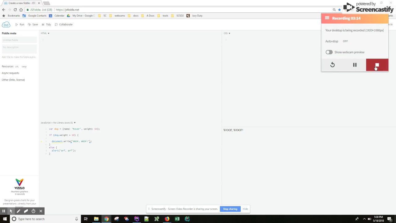 Using jsFiddle For Head First Javascript Code Snippets