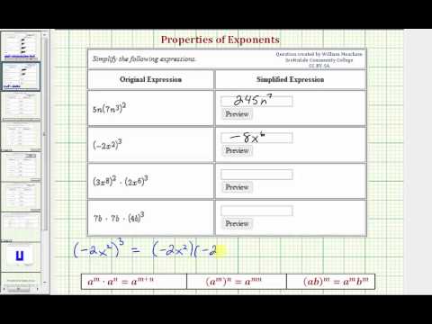 Ex 2: Exponent Properties (Product, Power Properties) | Math Help from ...