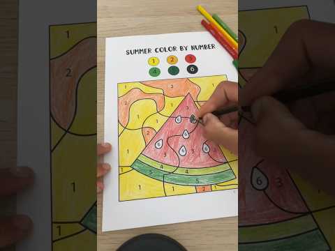 Watermelon Color By Number | Summer Coloring Pages | #kindergarten #preschool #1stgrade