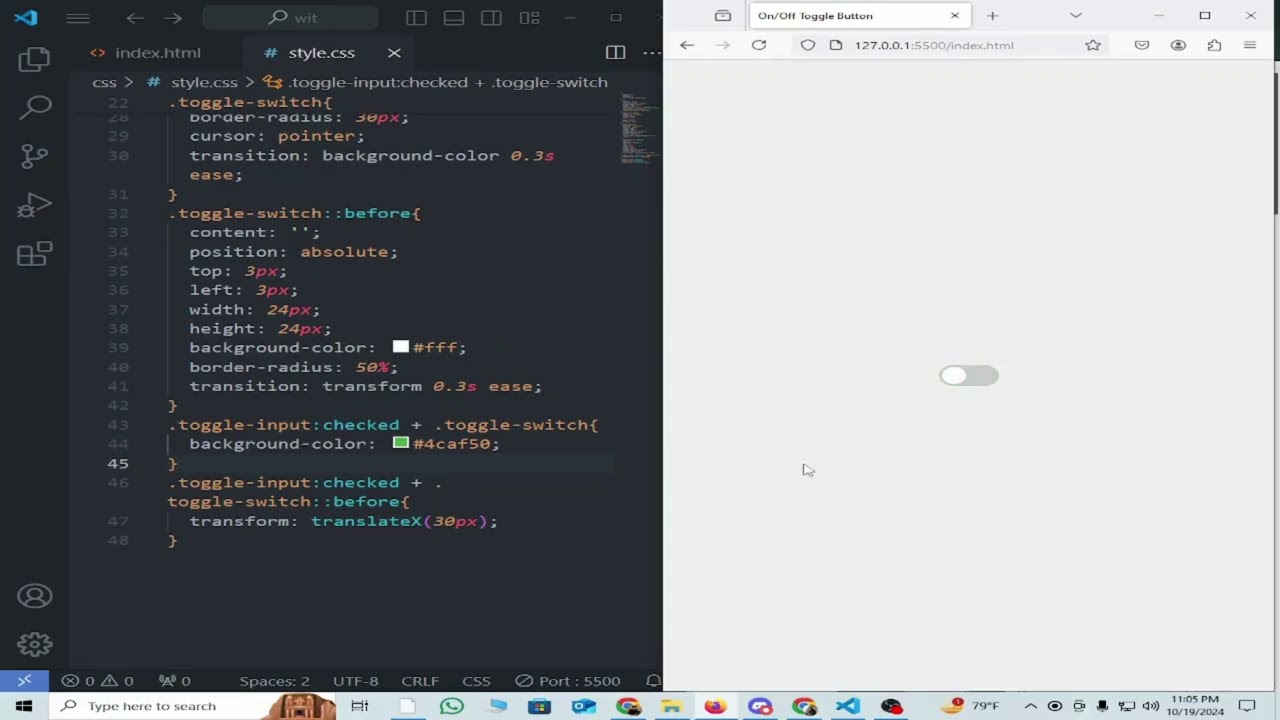 How to Create an On Off Toggle Button with HTML & CSS Animation