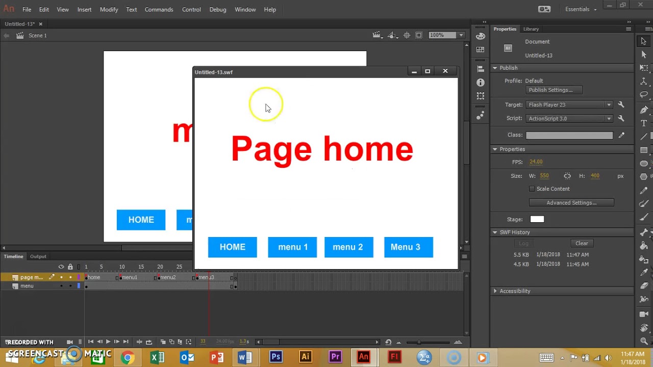 Tutorial_4_animate cc_link button to frame (actionScript)