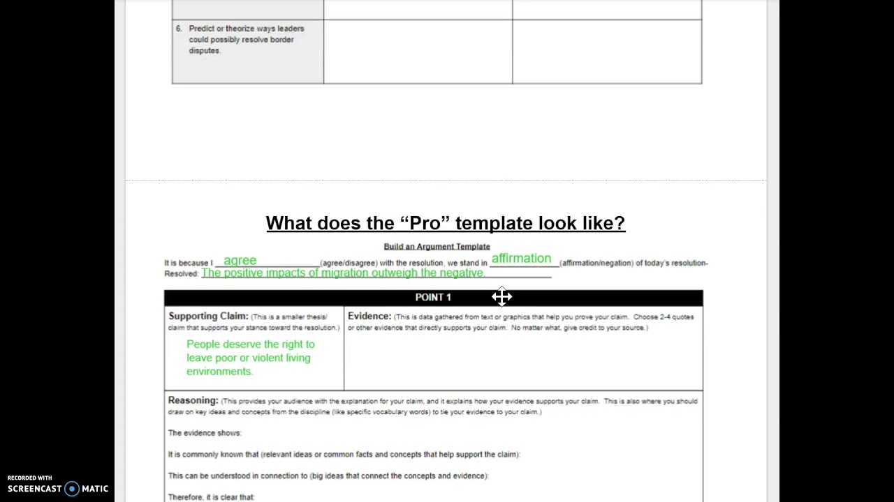 Getting Ready to Debate Using the Build an Argument Template