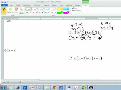 Algebra I Factoring Worksheet Hellp