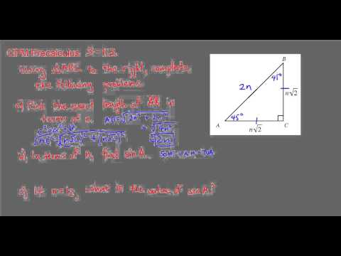 CPM Precalculus 3-112 - Examining sin and cos of a 45 degree angle