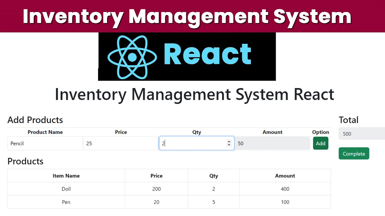 Inventory Management System React Step by Step