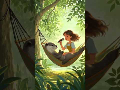 293.A girl singing a lullaby to a otter lying#cute#animals #animation #wallpapere #adorable #cartoon