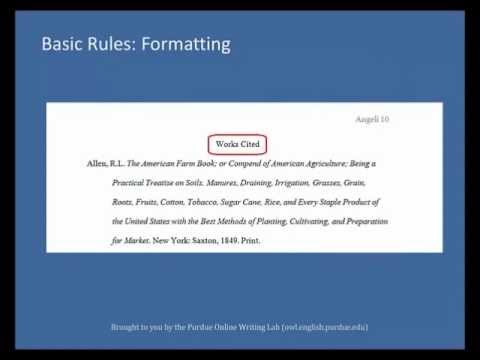 Purdue OWL: MLA Formatting: List of Works Cited