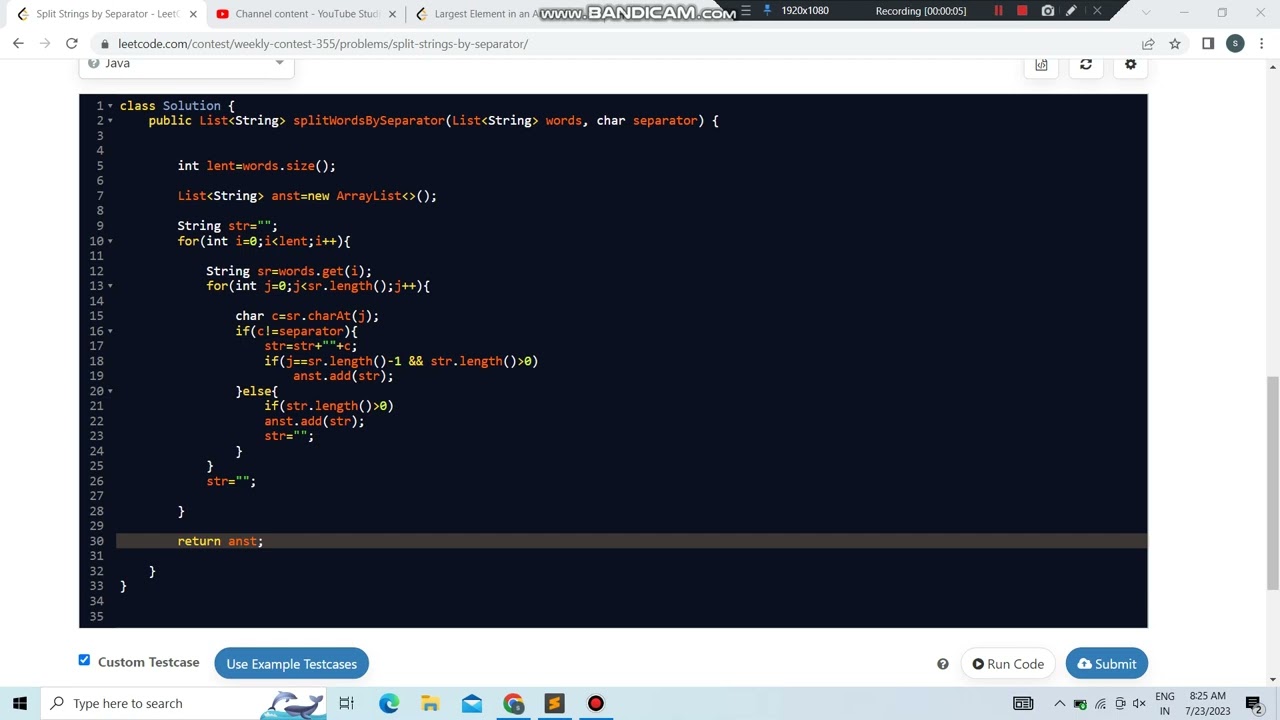 6921. Split Strings by Separator | Leetcode Weekly Contest 355 | Solution Code In Comment.