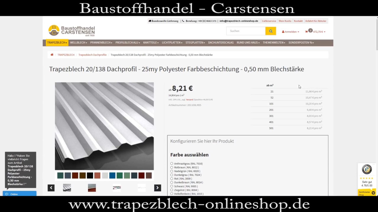 Trapezblech online bestellen