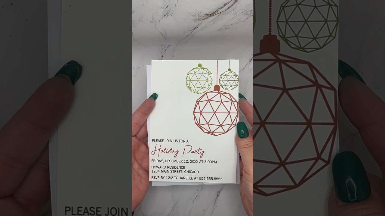 Modern Geometric Ornaments Holiday Party Invitation #christmasparty #holidayparty