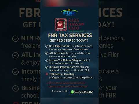 FBR Registration and Income Tax Return Filing Services available