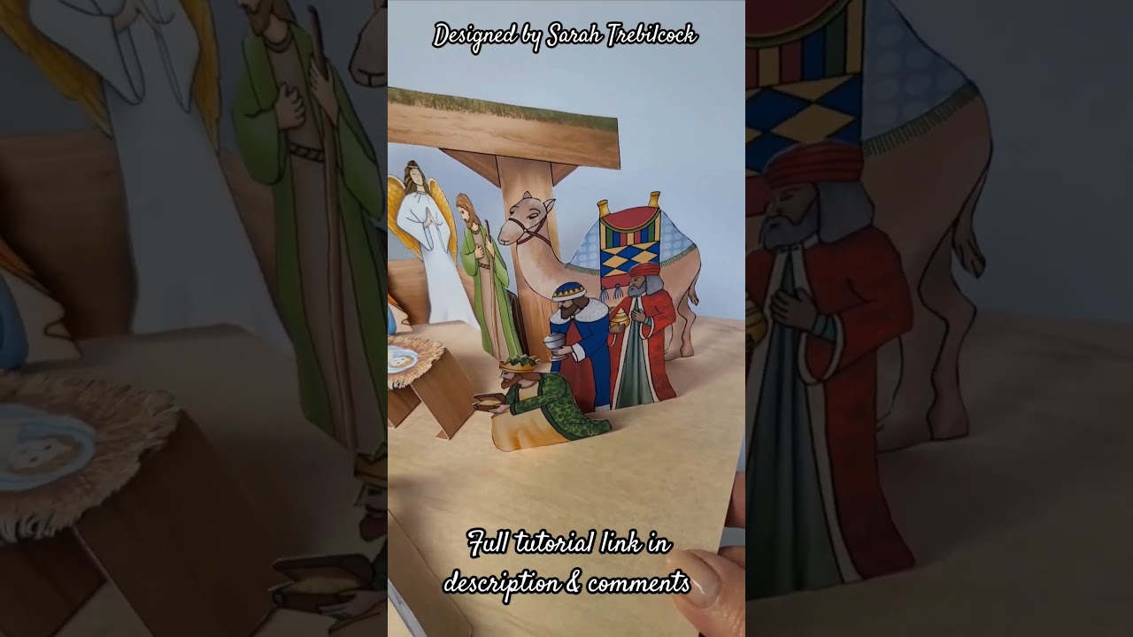 TUTORIAL how to make my Nativity Scene pop up card Print cut make NO DIES #craft #christmas #popup