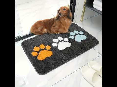 Pet Paw Print Welcome Mat - Quick-Drying, Dust-Repelling, Uncharged, Soft, and Gentle on Paws - I...