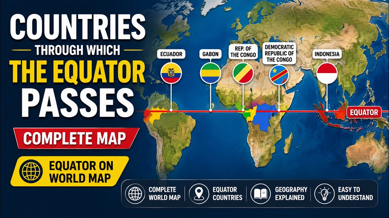 Countries Through Which the Equator Passes | Complete Map
