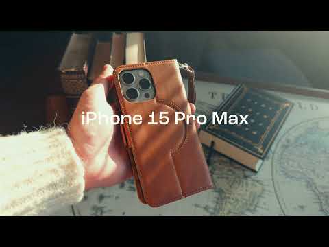 iPhone 15 Pro Max - Genuine Leather Folio Wallet Case