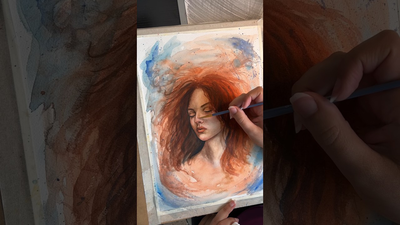 Watercolor portrait | Realism abstract | contemporary art | work in progress | Adding highlights