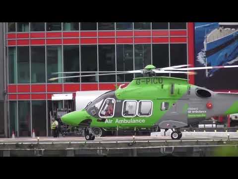 LANDING: 🚁 🟢 Children’s Air Ambulance London Heliport AgustaWestland AW169 helicopter