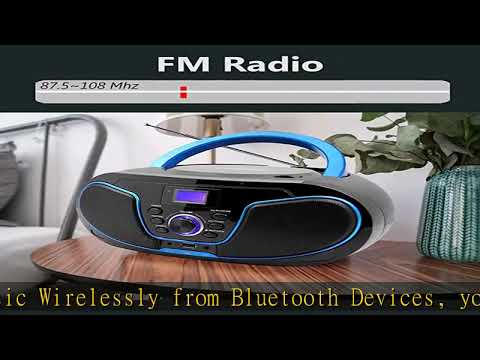 LONPOO Stereo CD Boombox Portable Bluetooth Digital Tuner FM Radio CD Player with USB Playback,Blue
