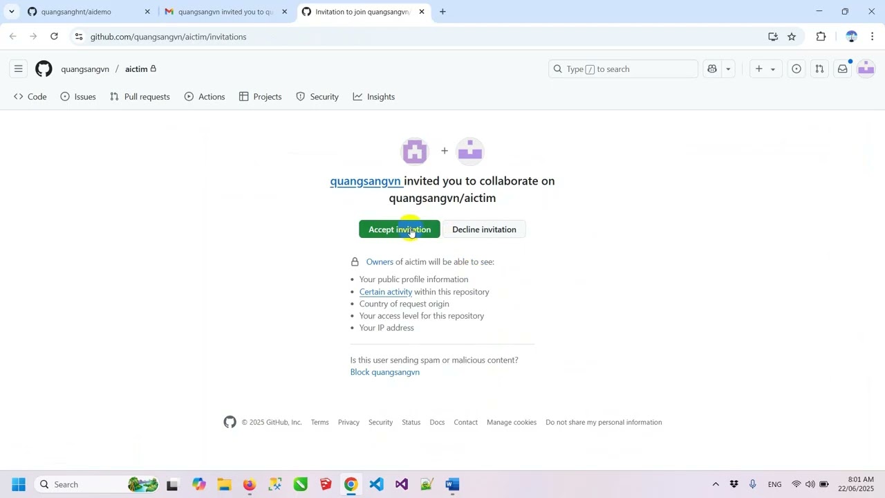 Hướng dẫn phân quyền và gửi lời mời thành viên tham gia vào Repository trên GitHub