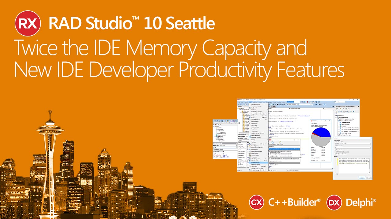 RAD Studio 10 Seattle - Twice the IDE Memory Capacity, New IDE Developer Productivity Features