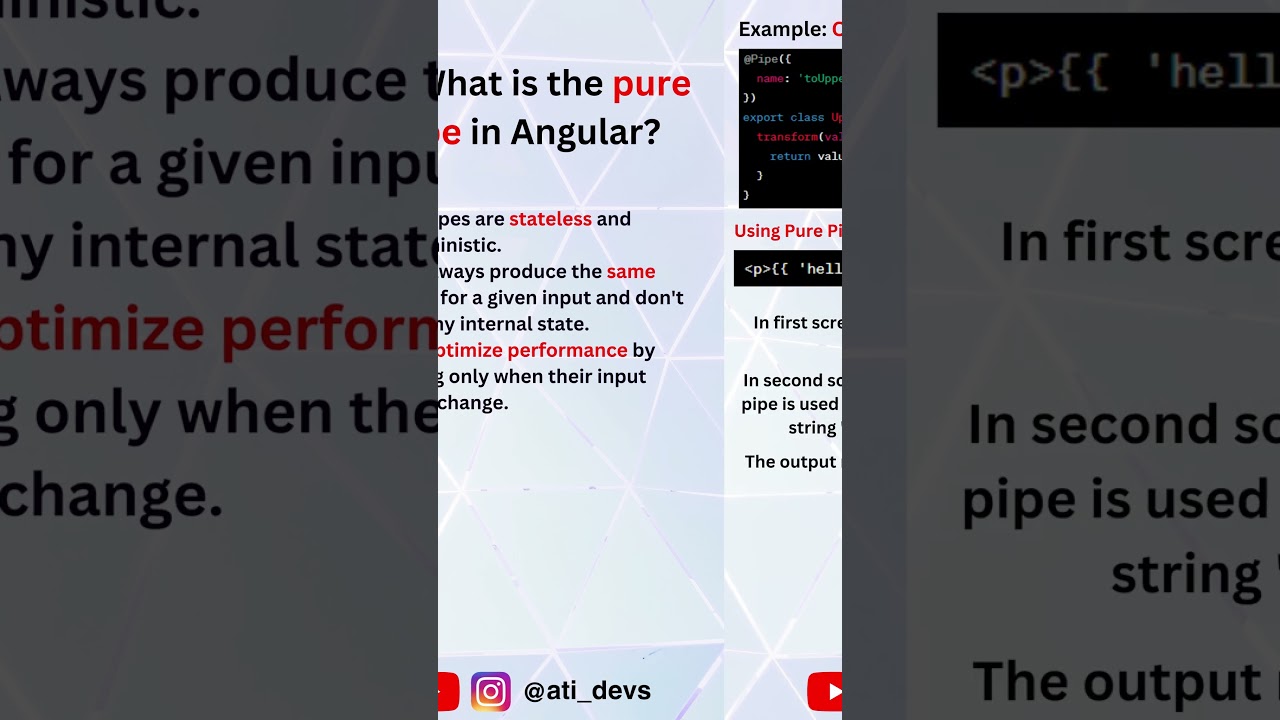 What is a pure pipe in Angular? #shorts #angular #interview