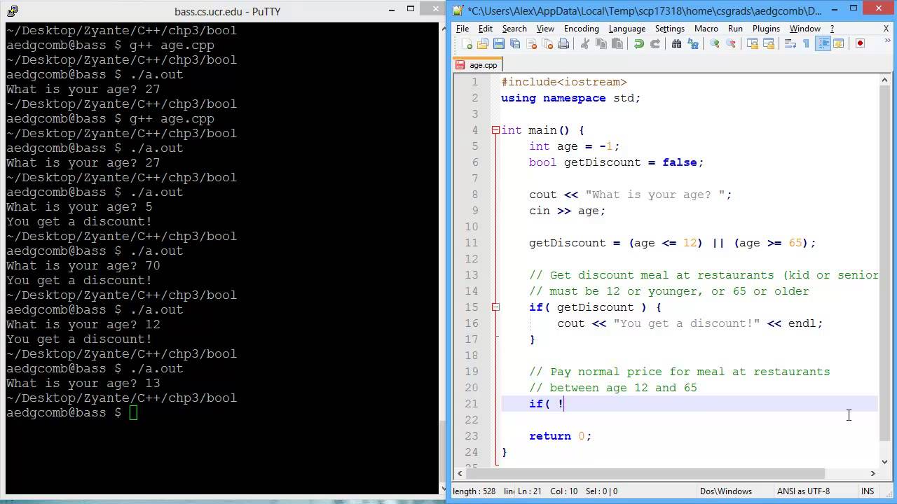 Programming example - Boolean data type