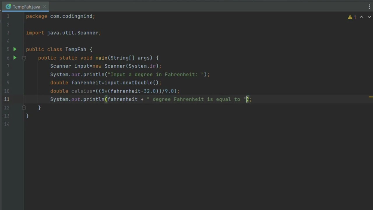 Convert Temperature From Fahrenheit to Celsius degrees IN JAVA