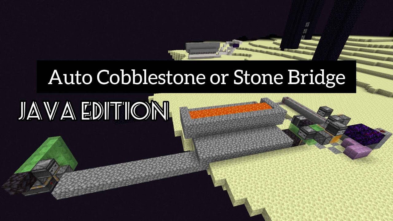 Automatic 2 Blocks Wide Cobblestone or Stone Bridge Builder in Minecraft Java Edition