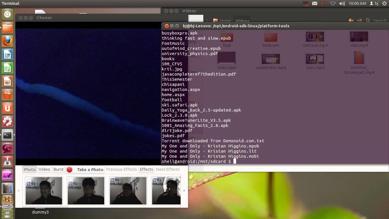 using android shell from linux system with adb