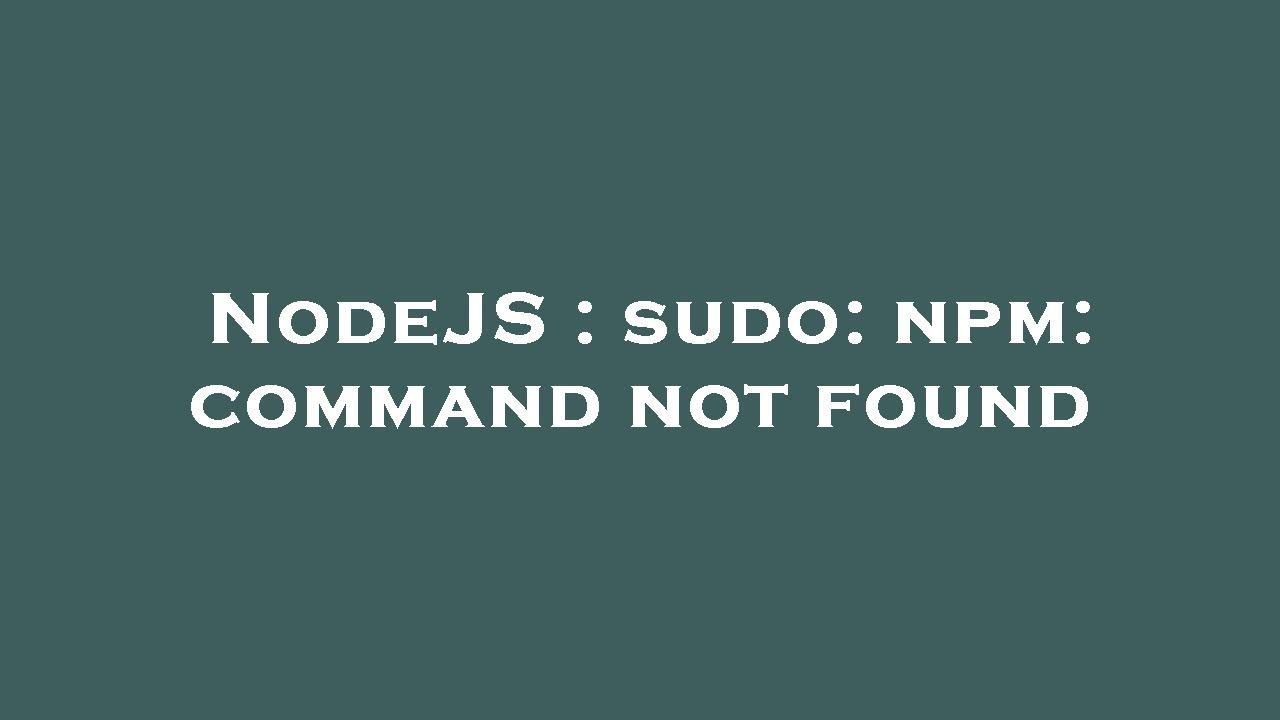 NodeJS : sudo: npm: command not found