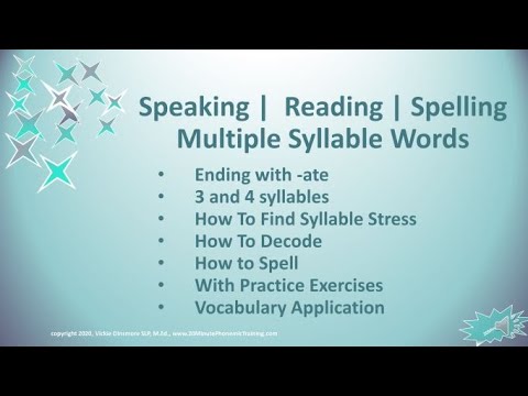 Multiple Syllable Word Reading and Spelling for Words Ending with -ate