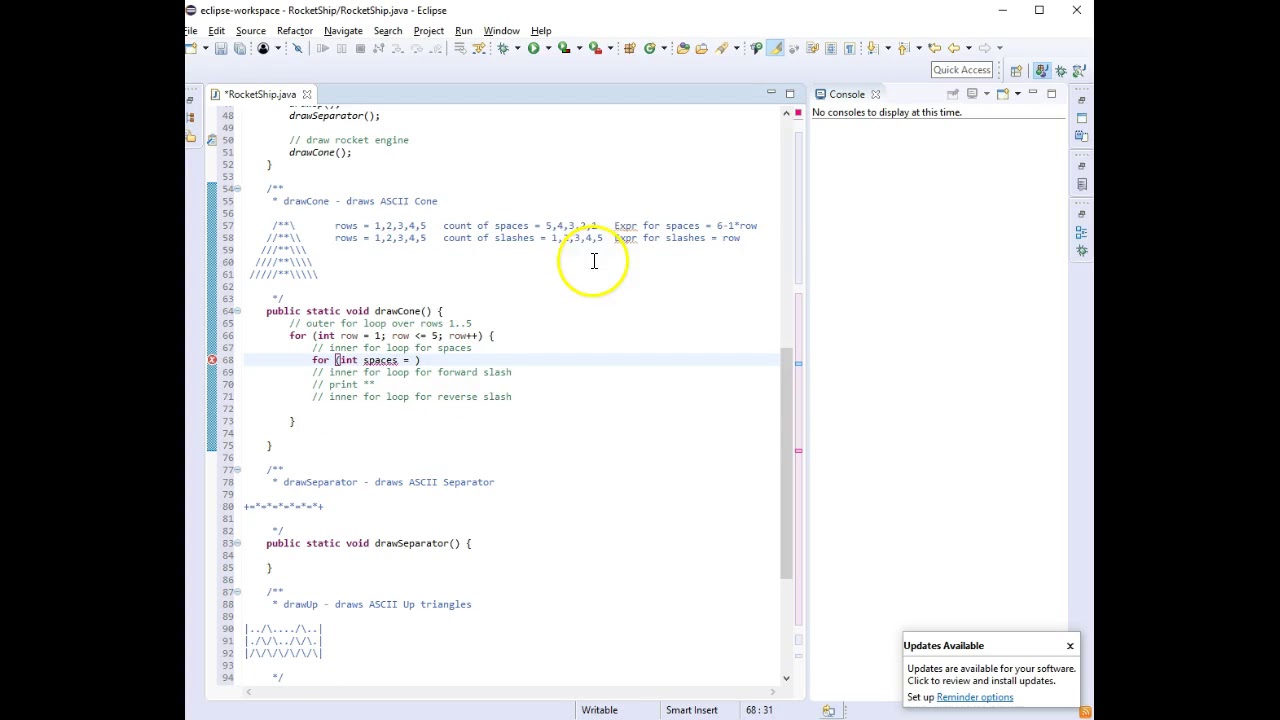 Java ASCII RocketShip Building Java Programs Ch 2 Programming