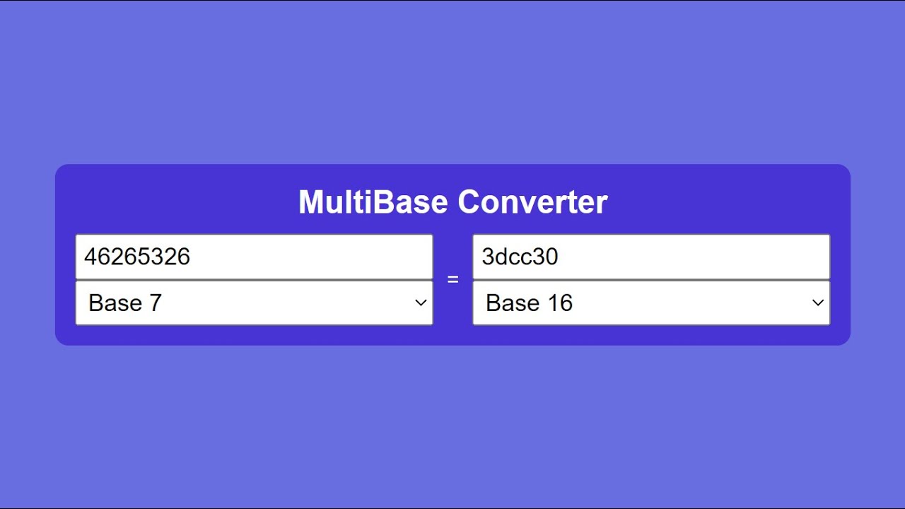 MultiBase Converter using HTML, CSS and JavaScript