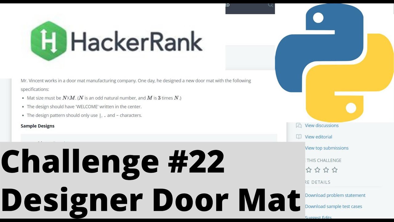 Hackerrank Python | Challenge #22 | Designer Door Mat