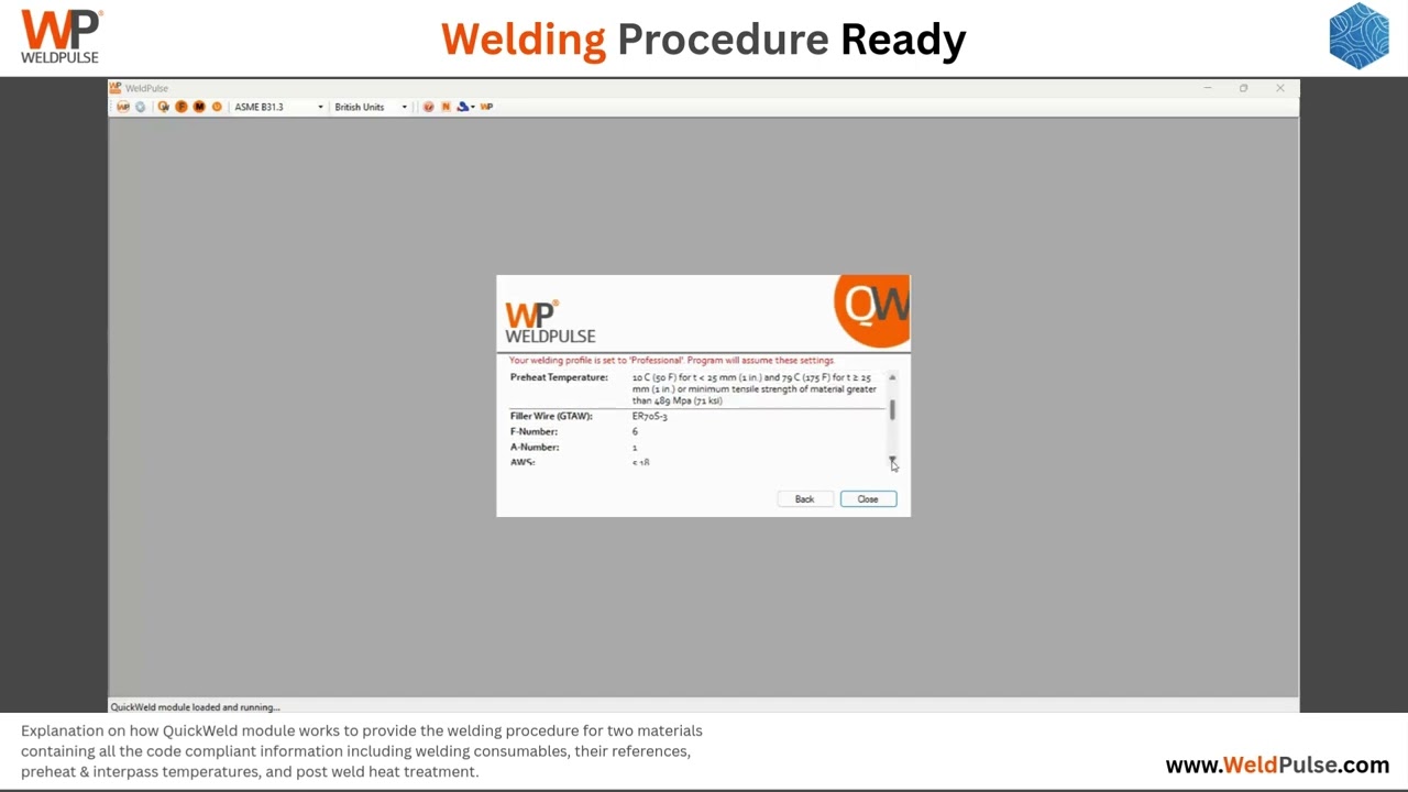 Welding Procedure with WeldPulse Software