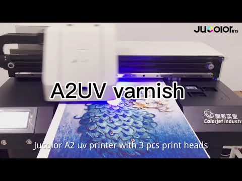 Jucolor A2 uv printer with 3 pcs print heads one pass printing on paper with varnish inks